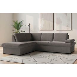 Sit & More Ecksofa SIT & MORE "Moreno L-Form, B: 238 cm", braun (walnut), B:238cm H:82cm T:202cm, 100% Polyester, Sofas, Ecksofa, mit Armteilverstellung, optional Bettfunktion
