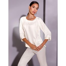 CR&Eacute;ATION L Druckbluse CREATION L, Damen, Gr. 48, beige (sand, champagner, bedruckt), 100% Modal, Rundhals, Blusen Druckbluse