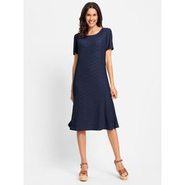 A-Linien-Kleid Inspirationen "Jersey-Kleid", Damen, Gr. 38, Normalgr&ouml;&szlig;en, blau (marine), Strick, 95% Polyester, 5% Elasthan, unifarben, knielang, Rundhals, Kleider A-Linien-Kleid