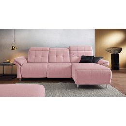 Ecksofa Home Affaire "Manhattan L-Form", rosa (altrosa), B:270cm H:102cm T:168cm, Kunstleder SOFTLUX;Flachgewebe (100% Polyester);Struktur (100% Polyester), Sofas, Ecksofa, 2 Sitze mit elektrischer Relaxfunktion, verstellbare Armlehnen
