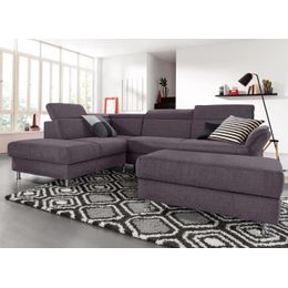 Sit & More Ecksofa SIT & MORE "Avignon L-Form", grau (dunkelgrau), B:269cm H:97cm T:228cm, Struktur fein ( 100% Polyester);Struktur (100% Polyester);Struktur grob ( 100% Polypropylen), Sofas, Ecksofa, inklusive Kopfteilverstellung, wahlweise mit Bettfunktion