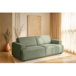 2,5-Sitzer Home Affaire "Linkka, Breite 217 cm", gr&uuml;n, B:217cm H:75cm T:94cm, 90% PES, 10% Nylon, Sofas, 2 5-Sitzer, in einem weichen Chenille-Stoff, mit Wellenunterfederung