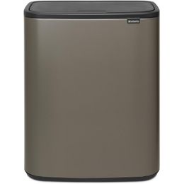 M&uuml;lleimer Brabantia "Bo Touch Bin, 60L", silber (platinum), B:54,5cm H:65,6cm T:31,2cm &Oslash;:54,5cm, Kunststoff, Metall, M&uuml;lleimer, M&uuml;lleimer, Soft-Touch-&Ouml;ffnungssystem