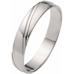 Trauring Firetti "Schmuck Geschenk Gold 375 Hochzeit Ehering "LIEBE" Gr. 18, wei&szlig; (wei&szlig;goldfarben), Fingerringe, Damen, 18, ohne Brillant, Wei&szlig;gold 375, 4mm, Trauring, Made in Germany, wahlweise mit oder ohne Brillant