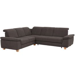 Ecksofa Home Affaire "Dalia L-Form", grau (dunkelgrau), B:256cm H:83cm T:236cm, Luxus-Microfaser Florence (100% Polyester);Luxus-Microfaser weich (90% Polyester, 10% Polyamid);Webstoff (100% Polyester), Sofas, Ecksofa, mit Federkernpolsterung, wahlweise mit Bettfunktion, Bettkasten