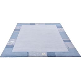 Wollteppich Theko "Royal Ganges", blau (hellblau), B:190cm H:13mm L:290cm, Viskose, Wolle, Teppiche, Wollteppich, 95% Wolle, mit Bord&uuml;re, ideal im Wohnzimmer & Schlafzimmer