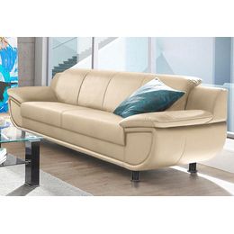 3-Sitzer Trendmanufaktur "Rondo, Breite 207 cm, breite Armlehnen, F&uuml;&szlig;e schwarz", beige (creme), B:207cm H:85cm T:94cm, Kunstleder SOFTLUX;Microfaser PRIMABELLE (100% Polyester);NaturLEDER (echtes Rindsleder);Struktur (54% Polyacryl, 46% Polyester), Sofas, 3-Sitzer, Big-Sofa wahlweise mit Federkern, in verschiedenen Bez&uuml;gen bestellbar