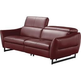 2,5-Sitzer Egoitaliano "Dafne, elegantes Designsofa mit hohem Sitzkomfort", rot (kirschrot), B:208cm H:97cm T:108cm, Leder &raquo;BULL&laquo; (echtes Rindsleder). Geschliffenes, pigmentiertes und behandeltes Rindsleder mit einer Dicke von 1, 3-1, 5 mm. Dieses Leder zeigt eine ziemlich weiche Hand mit einem halb undurchsichtigen Aussehen. Es handelt sich um ein gesch&uuml;tztes Leder. Eine leichte Deckschicht sch&uuml;t