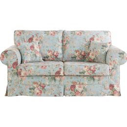 2-Sitzer Home Affaire "Shadmoor", blau, B:188cm H:102cm T:92cm, 60% Polyester / 40% Baumwolle, Sofas, 2-Sitzer, Hussenoptik, in uni oder mit Blumendruck