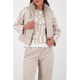 Wendeweste monari, Damen, Gr. 46, beige, Pl&uuml;sch, Obermaterial: 50% Polyester, 50% Polyurethan. Futter: 80% Polyester, 20% Polyurethan, unifarben, regular fit taillenbedeckt, Rundhals, Westen Wendeweste, Regular fit mit Stehkragen