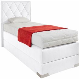 Boxspringbett, wei&szlig;, B:100cm L:212cm, Bezug der Obermatratze: 100% Polyester, Bezug abnehm- und waschbar bis 60C;Unterbox und Kopfteil: Microvelours-Bezug (100% Polyester), Westfalia Schlafkomfort, Komplettbetten, Boxspringbett