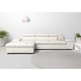 Ecksofa Home Affaire "Alberto L-Form", wei&szlig; (altwei&szlig;), B:286cm H:73cm T:174cm, Luxus-Microfaser Lederoptik (100% Polyester);Luxus-Microfaser ALTARA NUBUCK (100% Polyester);Luxus-Microfaser weich (90% Polyester, 10% Polyamid);Microfaser Antiklederoptik, Sofas, Ecksofa, mit Kopfteilverstellung, wahlweise mit Bettfunktion