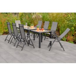 Garten-Essgruppe Merxx "&raquo;Vicenza&laquo;", braun (diamantbraun, diamantbraun, graphit), Aluminium, Polyester, Sitzm&ouml;bel-Sets, Garten-Essgruppe, 2 Tische je, LxB: 160x90 cm