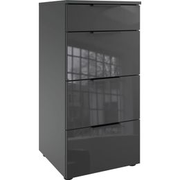 Schubkastenkommode wimex "Level36 black C by fresh to go", grau (graphit, glas grau), B:41cm H:84cm T:41cm, Holzwerkstoff, Sideboards, Schubkastenkommode, mit Glaselementen auf der Front, soft-close Funktion, 41cm breit