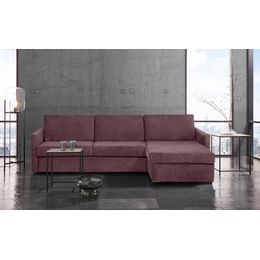 Schlafsofa Home Affaire "GOLDPOINT Ecksofa 264 cm, Liegefl&auml;che (140/200cm), L-Form", lila (beere), B:264cm H:85cm T:157cm, Stuktur weich (100% Polyester);Luxus-Microfaser (100% Polyester), Sofas, Schlafsofa, Bettfunktion, Bonell-Federkernmatratze und Dauerschl&auml;fer-Funktion