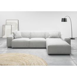 Ecksofa Home Affaire "Glimminge auch in Breitcord, Feincord, Boucl&eacute; + Easy care-Bezug", silber, B:294cm H:71cm T:191cm, 95% Polyester, 5% Nylon, Sofas, Ecksofa, L-Form, Breite 294, Zierkissen