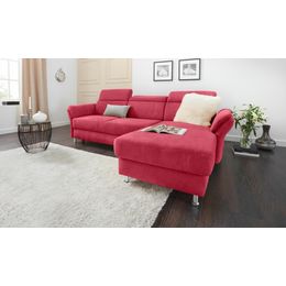 Sit & More Ecksofa SIT & MORE "Avignon L-Form", rot, B:259cm H:97cm T:172cm, Flachgewebe (90% Polyester, 10% Polyamid);Luxus-Microfaser (100% Polyester);Struktur (100% Polyester), Sofas, Ecksofa, Kopfteilverstellung, wahlweise mit Bettfunktion und Bettkasten