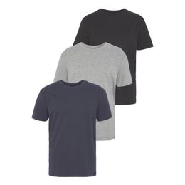 MAN'S WORLD T-Shirt MAN'S WORLD "neue Farben", Herren, Gr. 56/58 (XL), schwarz (grau, marine, schwarz), Single Jersey, Obermaterial: 100% Baumwolle. Obermaterial Melange: 90% Baumwolle, 10% Viskose, meliert, unifarben, Basic, normal, Rundhals, normaler Saum, Shirts T-Shirt, Kurzarm, unifarben, Rundhals, aus Baumwolle, Topseller