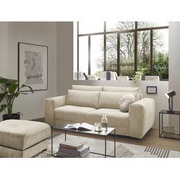 2-Sitzer ED EXCITING DESIGN "Barura", beige, B:214cm H:90cm T:112cm, 92% Polyester, 8% Nylon, Sofas, 2-Sitzer, Big-Sofa mit 2 Nierenkissen