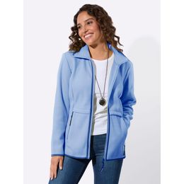 Fleecejacke Casual Looks, Damen, Gr. 42, eisblau, 100% Polyester, unifarben, Jacken Fleecejacke