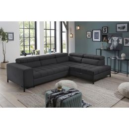 Ecksofa exxpo - SOFA FASHION "Bocco, hochwertige Verarbeitung, toller Sitzkomfort, bequem, L-Form", grau (taupe), B:276cm H:75cm T:203cm, 100% PES, Sofas, Ecksofa, wahlweise mit Bettfunktion u. Bettkasten, inkl. Kopfteilverstellung