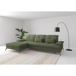 Sit & More Ecksofa SIT & MORE "Amica, L-Form, inkl. Sitztiefenverstellung & Armteilverstellung", gr&uuml;n (olive), B:279cm H:90cm T:185cm, 95% Polyester, 5% Polyamid, Sofas, Ecksofa, wahlweise mit Bettfunktion, Bettkasten und Kopfteilverstellung