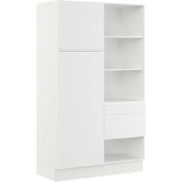 Mehrzweckschrank-Set IMPULS K&Uuml;CHEN "Warschau", wei&szlig; (wei&szlig; mit beton, optik natur), B:120cm H:206,2cm T:60cm, Holzwerkstoff, Pulverlack, Kastenm&ouml;bel-Sets, Mehrzweckschrank-Set, Vielf&auml;ltige Varianten verf&uuml;gbar; kombinierbar mit anderen Artikeln