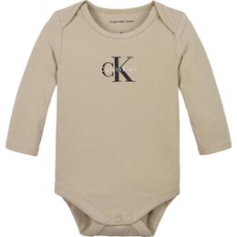 Langarmbody Calvin Klein Jeans "MONOGRAM LS BODY", Jungen, Gr. 86, N-Gr, ancient marble, Jersey, Obermaterial: 93% Baumwolle, 7% Elasthan, unifarben, regular fit, Rundhals, eingesetzt abgesteppte Kante, Bodys Langarmbody, f&uuml;r Babys bis 2 Jahre