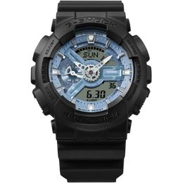 Chronograph Casio G-SHOCK, schwarz (schwarz, hellblau), Armbanduhren, Herren, Chronograph, Quarzuhr, Armbanduhr,Herrenuhr,digital,bis 20 bar wasserd.Resinarmband