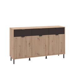 Kommode Home Affaire "Mayenne Sideboard, Schubladenschrank, Kommode, Anrichte, Breite 157cm", artisan eiche stripes, B:157cm H:92,5cm T:40cm, Holzwerkstoff, MDF, Sideboards, Kommode, Wohnzimmerm&ouml;bel, Schlafzimmerm&ouml;bel, mit Dreht&uuml;ren und drei Schubladen