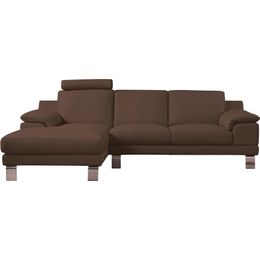 Ecksofa Egoitaliano "Shakira, Design und super Sitzkomfort auf hohem Niveau, tolle Details", braun (chocolate), B:236cm H:84cm T:152cm, Leder &raquo;BULL&laquo; (echtes Rindsleder). Geschliffenes, pigmentiertes und behandeltes Rindsleder mit einer Dicke von 1, 3-1, 5 mm. Dieses Leder zeigt eine ziemlich weiche Hand mit einem halb undurchsichtigen Aussehen. Es handelt sich um ein gesch&uuml;tztes Leder. Eine leicht