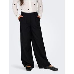Palazzohose KIDS Only "KOGHATTIE-ZAL LIFE LC WIDE PANT TLR NOOS", M&auml;dchen, Gr. 122, N-Gr, schwarz, Web, Obermaterial: 80% Polyester, 15% Viskose, 5% Elasthan, gepflegt, unifarben, relaxed fit kn&ouml;chellang, Hosen Palazzohose