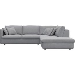 Ecksofa FLEXLUX "Lovane, elegant und zeitlos, bequem, L-Form", grau (sophisto grau), B:295cm H:84cm T:272cm, 100% Polyester, Sofas, Ecksofa, Weich & anschmiegsam, gro&szlig;e Sitztiefe auf Kaltschaum, Dekokissen inkl.