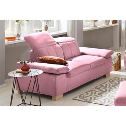 2-Sitzer Home Affaire "Bergamo Multifunktions-Sofa, bequem und komfortabel", rosa (ros&eacute;), B:195cm H:77cm T:90cm, Chenille 100% Polyester;Struktur fein ( 100% Polyester);Luxus-Kunstleder;Struktur weich (100% Polyester), Sofas, 2-Sitzer, mit Armlehn-und R&uuml;ckenfunktion, Federkern
