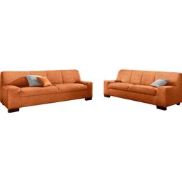 Polstergarnitur DOMO collection "Norma kubisch und zeitlos", orange (terrakotta), H:74cm, Sitzm&ouml;bel-Sets, Polstergarnitur, bestehend aus je einem 2- und 3-Sitzer