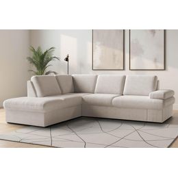 Sit & More Ecksofa SIT & MORE "Moreno L-Form, B: 238 cm", beige (creme), B:238cm H:82cm T:202cm, 100% Polyester, Sofas, Ecksofa, mit Armteilverstellung, optional Bettfunktion
