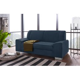 2-Sitzer DOMO collection "Anzio in kubischer Formensprache, flache Armlehnen, Breite 184cm", blau (dunkelblau), B:184cm H:85cm T:93cm, Sofas, 2-Sitzer, wahlweise mit Federkern