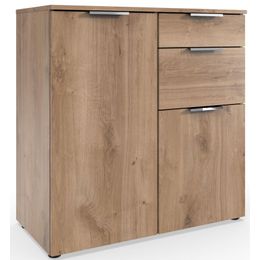 Kombikommode wimex "Level by fresh to go", braun (plankeneiche nachbildung), B:81cm H:84cm T:41cm, Holzwerkstoff, Sideboards, Kombikommode, 2-t&uuml;rig, mit 2 Schubladen und soft-close Funktion, 81cm breit