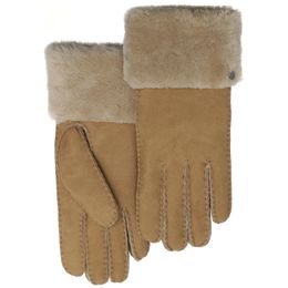 Lederhandschuhe Pearlwood "Emma", Damen, Gr. 8, braun (cognac), Schafsleder, unifarben, Handschuhe Lederhandschuhe, Atmungsaktiv, W&auml;rmeregulierend, Wind - und Wasserabweisend