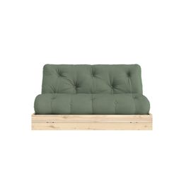 Schlafsofa Karup Design "Flip Sofabed, Made in Europe, mehrere Farben, vielseitig einsetzbar", gr&uuml;n (olive gr&uuml;n), B:145cm H:83cm T:98,5cm, Bezug: 80% Baumwolle, 20% Polyester, Sofas, Schlafsofa, inkl. handgefertigte Futonmatratze, FSC-zertifiziertes Massivholz