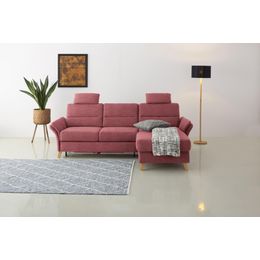 Ecksofa Home Affaire "Westerland L-Form", lila (chianti), B:252cm H:90cm T:162cm, 100% Polyester, Sofas, Ecksofa, Federkern-Polsterung, wahlweise mit Bettfunktion, Bettkasten