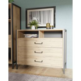 Kommode FORTE, braun (bartex eiche, schwarz), B:109,4cm H:90,7cm T:41,5cm, FSC-zertifizierter Holzwerkstoff, Sideboards, Kommode