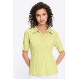 Kurzarmshirt Heine "Shirt", Damen, Gr. 40, pistazie, 75% Polyester, 22% Viskose, 3% Elasthan, unifarben, V-Ausschnitt, Shirts Kurzarmshirt