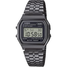 Chronograph CASIO VINTAGE, schwarz (schwarz, schwarz), Armbanduhren, Damen, Chronograph, Quarzuhr, Armbanduhr, Damenuhr, Herrenuhr, Digitaluhr,Edelstahlarmband