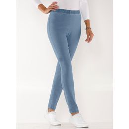 Schlupfjeans Classic Basics, Damen, Gr. 28, Kurzgr&ouml;&szlig;en, blau (blau, bleached), 81% Baumwolle, 17% Polyester, 2% Elasthan, unifarben, lang, Jeans Schlupfjeans