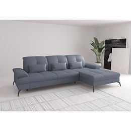 Sit & More Ecksofa SIT & MORE "Amica, L-Form, inkl. Sitztiefenverstellung & Armteilverstellung", blau (graublau), B:279cm H:90cm T:185cm, Sofas, Ecksofa, wahlweise mit Bettfunktion, Bettkasten und Kopfteilverstellung