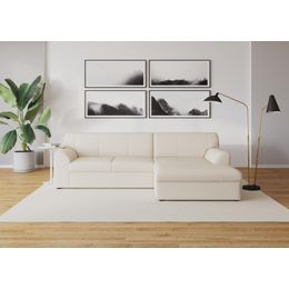 Ecksofa DOMO collection "Topper, elegant und zeitlos, kompaktes Stellma&szlig; 245/155cm, L-Form", beige (creme), B:245cm T:155cm, Sofas, Ecksofa, mit Recamiere, wahlweise mit Schlaffunktion