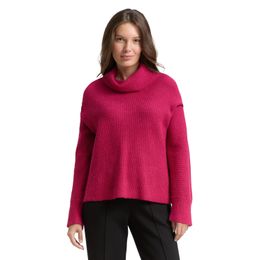 Rollkragenpullover Tom Tailor, Damen, Gr. M, schwarz pink melange, Strick, Obermaterial: 52% Viskose, 27% Polyester, 21% Polyamid, meliert, oversize normal, ohne Ausschnitt, Rippb&uuml;ndchen, Pullover Rollkragenpullover, mit Rollkragen