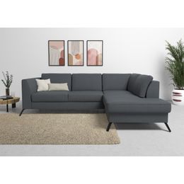 Sit & More Ecksofa SIT & MORE "Olsen L-Form", grau (dunkelgrau), B:248cm H:88cm T:201cm, 98% Polyester 2%Polyamid, Sofas, Ecksofa, inklusive Sitztiefenverstellung, wahlweise mit Bettfunktion, 15cm hoch