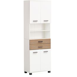 Hochschrank Welltime "Katta, Breite 59 cm", wei&szlig; (mattwei&szlig;, akustikprint), B:59,8cm H:180,9cm T:32,6cm, FSC-zertifizierter Holzwerkstoff, Schr&auml;nke, Hochschrank, Schubladenfronten mit Akustikprint
